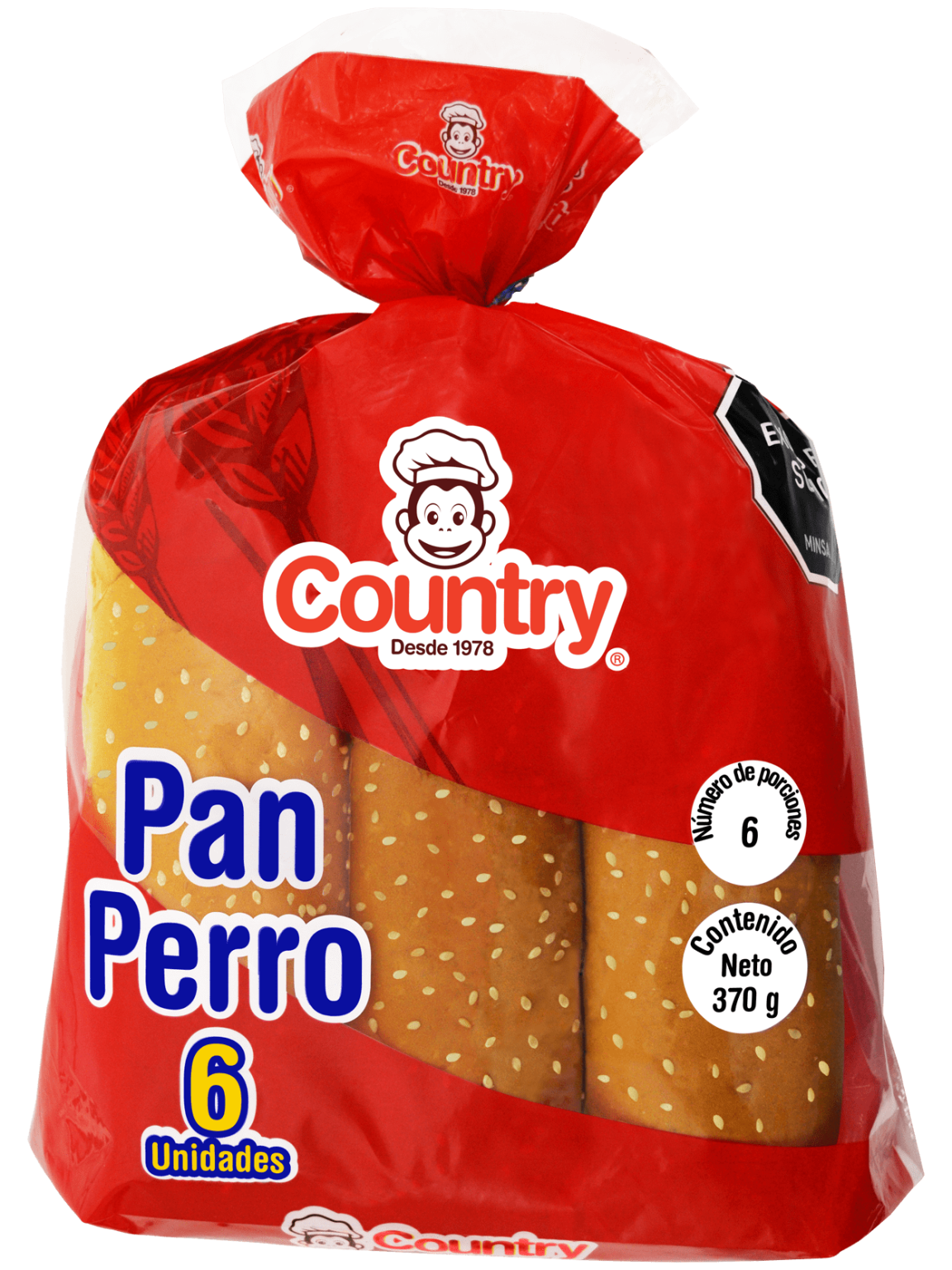 Pan perro x6 370g - Pan el country
